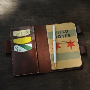 Leather Journal Cover for Field Notes With Pen Holder in Dark - Etsy