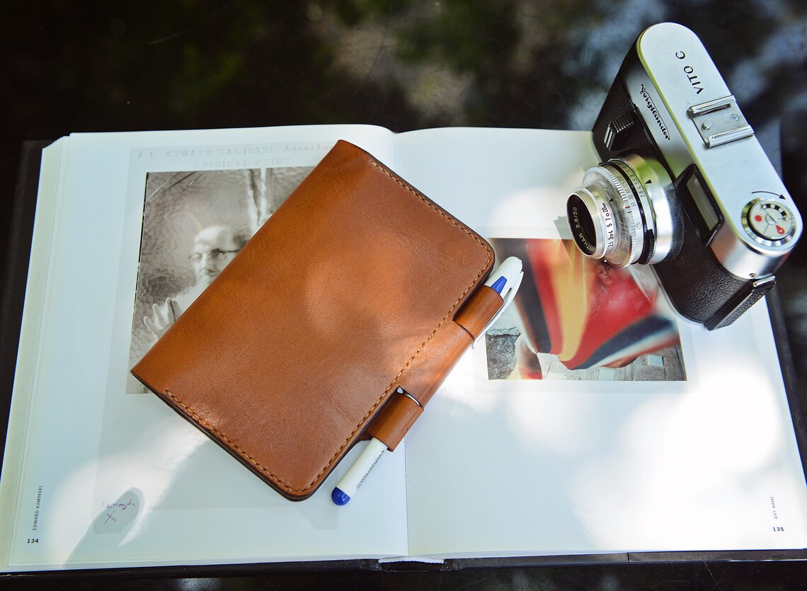 Pen Holder Cover for Field Notes in Brown Leather Handmade | Etsy
