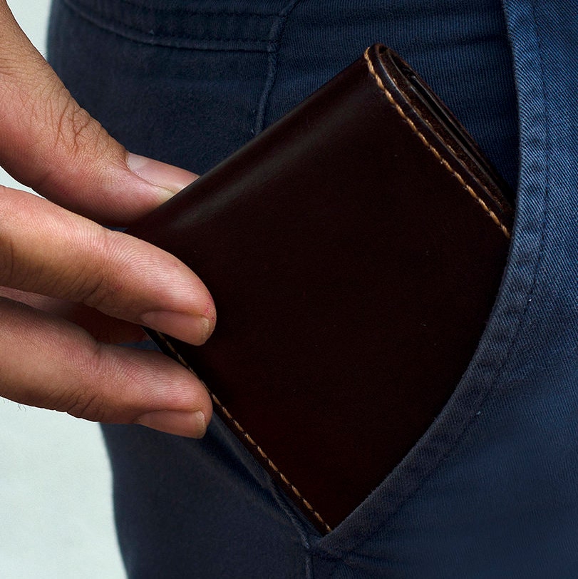 Front Pocket Wallet for Men Hand Sewing Real Leather Mens - Etsy