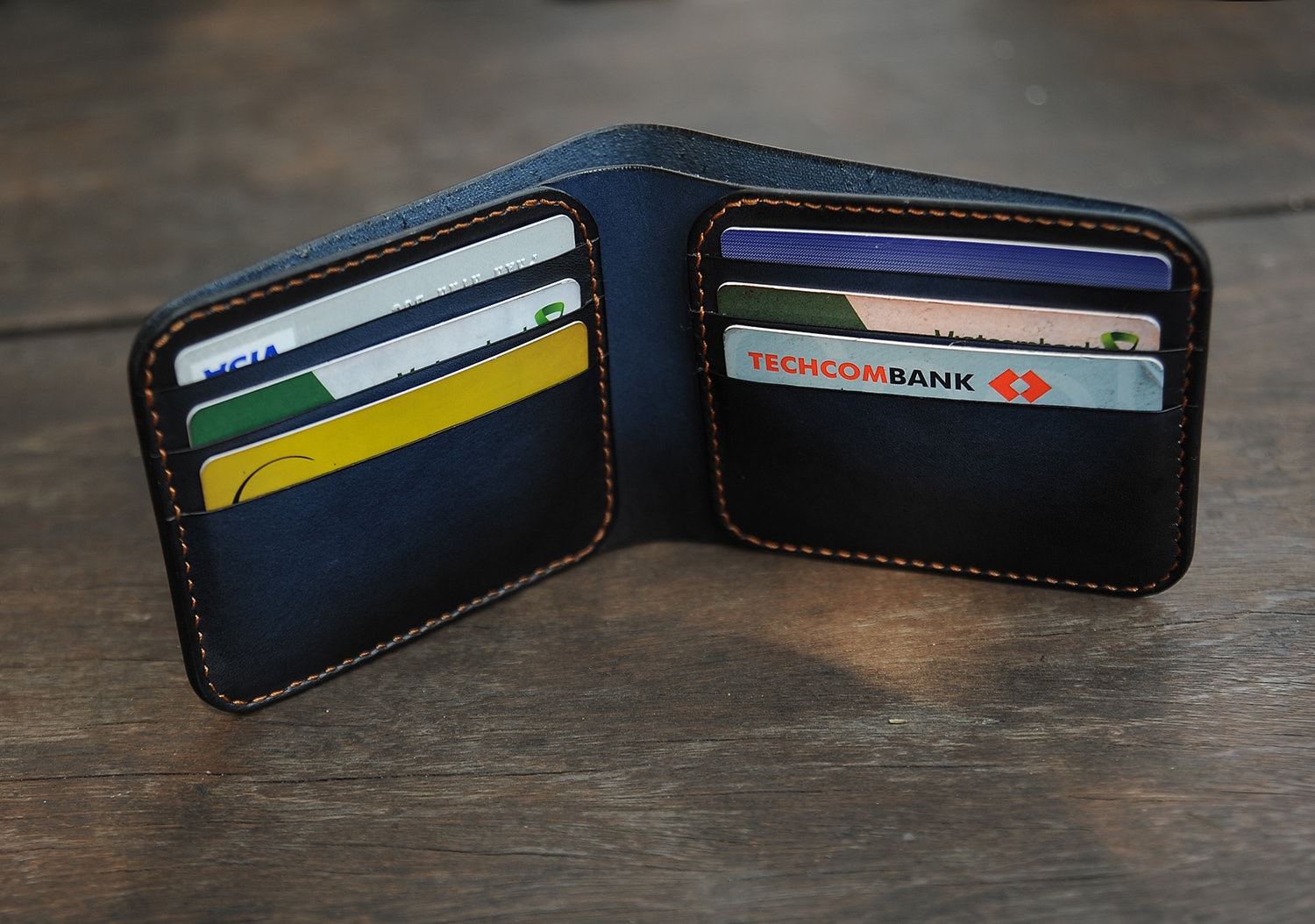 Classic Men Wallet Handmade Blue Leather Wallet Bifold | Etsy