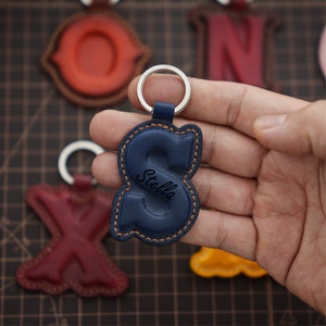 Leather Initial Charm Keychain Accessories - Handcrafted Personalized ...