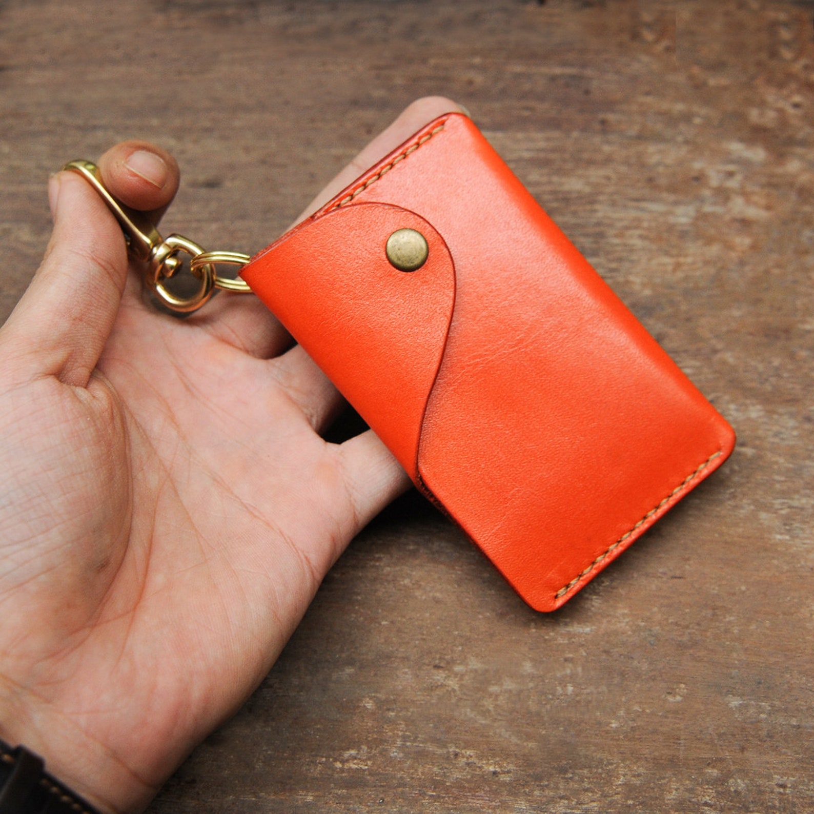 Keychain Wallet Keychain Card Holder Handmade Slim Wallet - Etsy