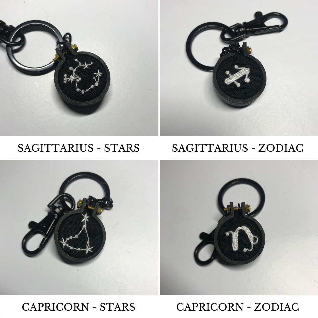 Embroidered Star Sign Horoscope Astrology Zodiac Key Ring - Etsy Italia