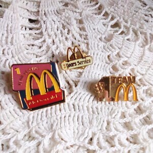 Vintage Mcdonald's Restaurant Pushback Gold Tone Enamel Pins 1 Year of ...