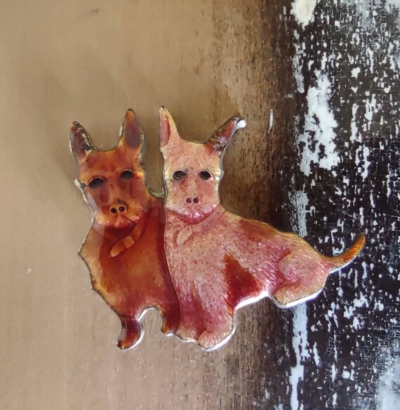 Antique Art Deco Scottie Scotty Dog Two Dogs Scottish… - Gem