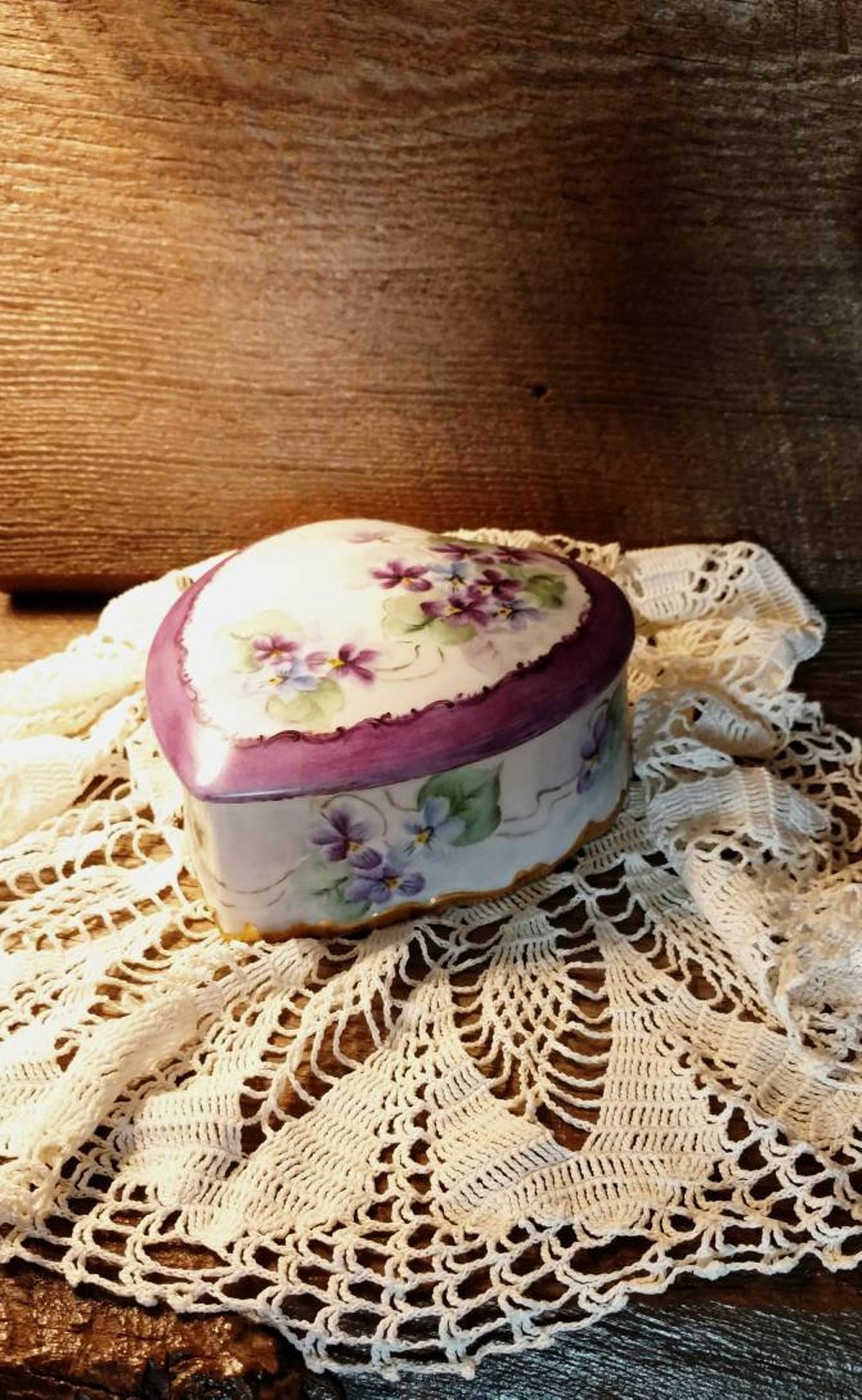 Valentine's Day Love Keepsake Hand Painted Signed Violet Flower ...