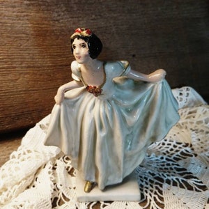 Vintage Chalkware Figurine Victorian Curtsy Lady With Ballgown Circa ...