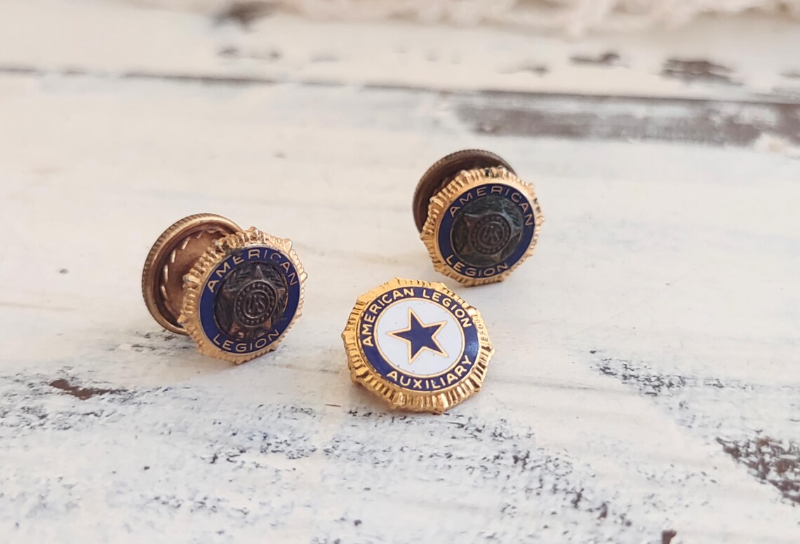Vintage US American Legion Emblem Tie Tack Lapel Pin and Auxilary Pin ...