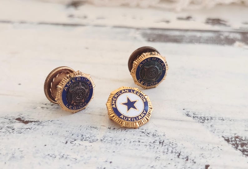 Vintage US American Legion Emblem Tie Tack Lapel Pin and Auxilary Pin ...