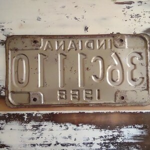 Vintage Indiana 1968 License Plate 36C1110 White Blue Rat Rod Hot Rod ...