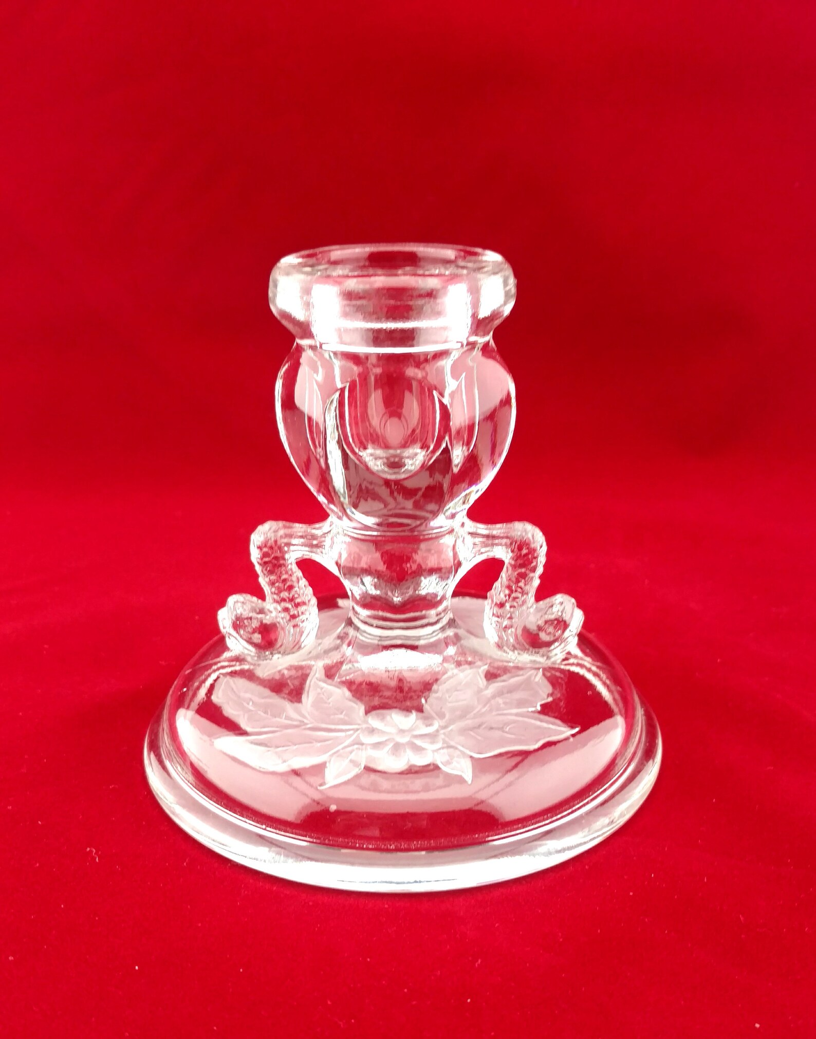 Vintage Fenton Crystal Clear Dolphin Candlestick Holders 1927-1937 Set ...