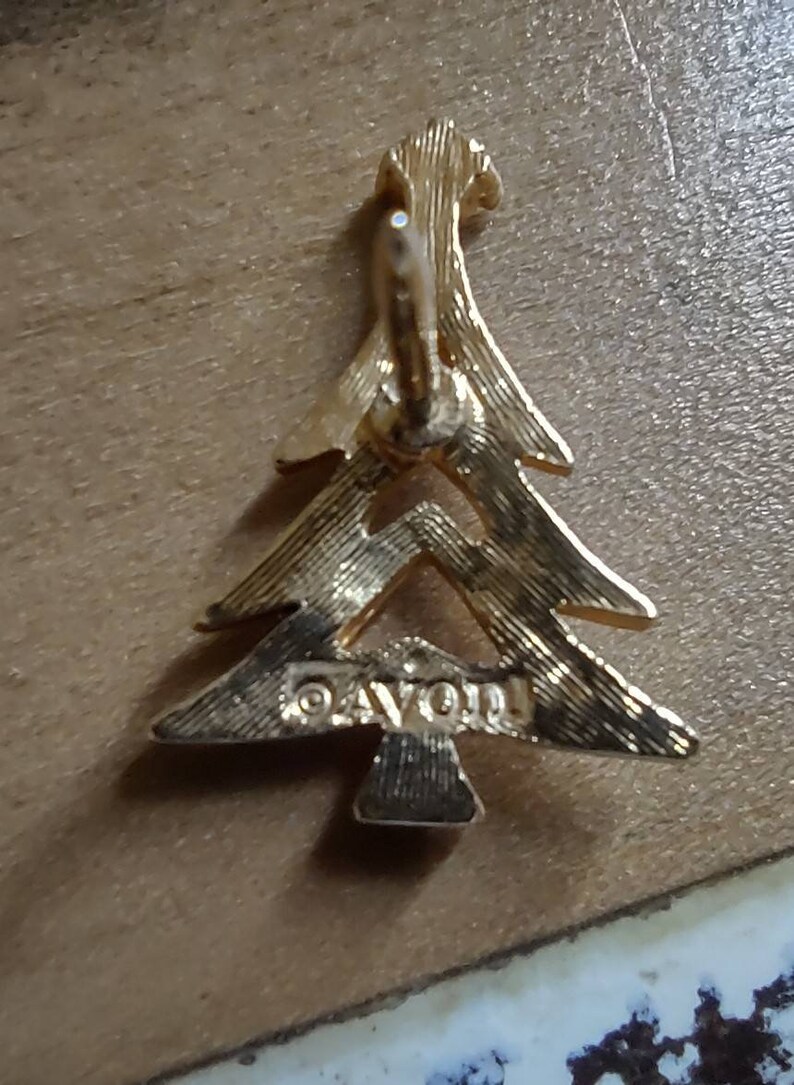 Vintage Avon Christmas Tree Holiday Pin Brooch Clear Rhinestone Star ...