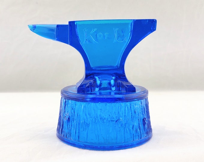 Antique Hemingray K of L Knights of Labor Anvil Match Holder Cobalt ...