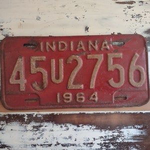Vintage Indiana 1964 License Plate 45U2756 Rat Rod Hot Rod Man Cave ...