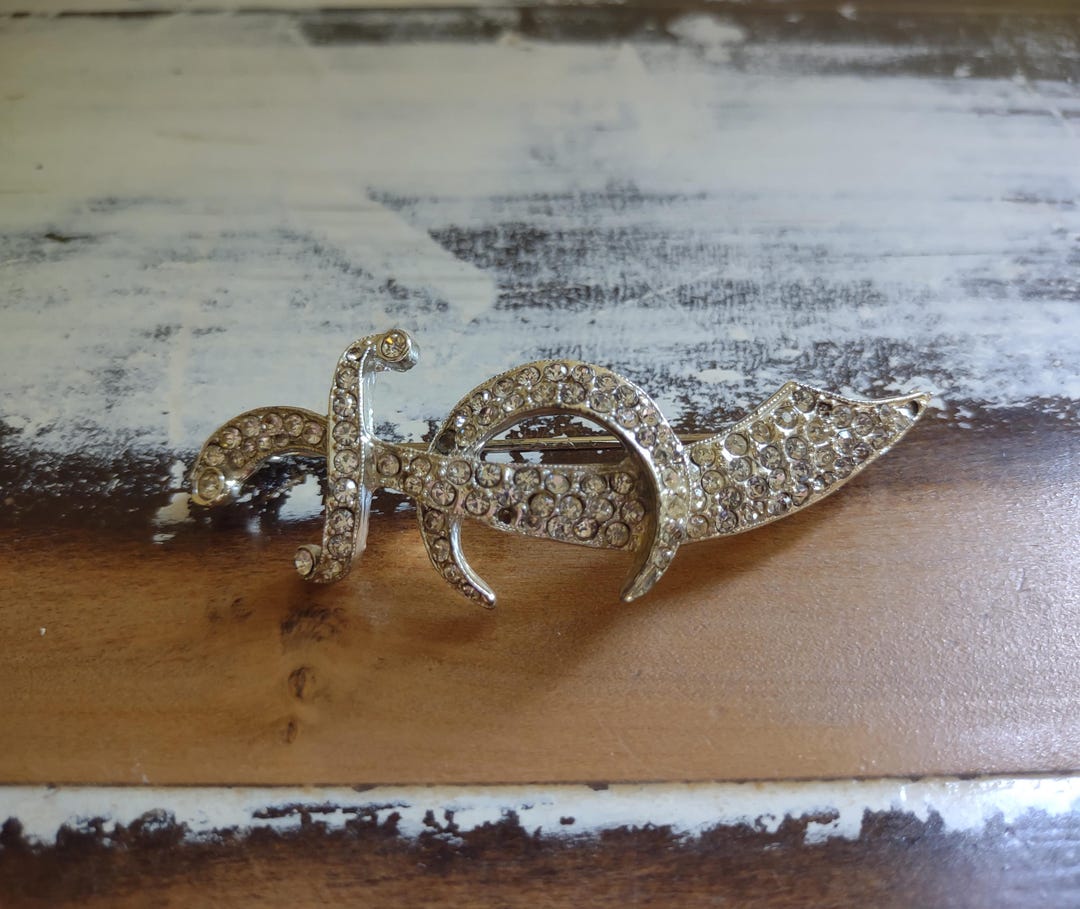 Vintage Masonic Shriners ORA Clear Rhinestone Crescent Moon Scimitar ...