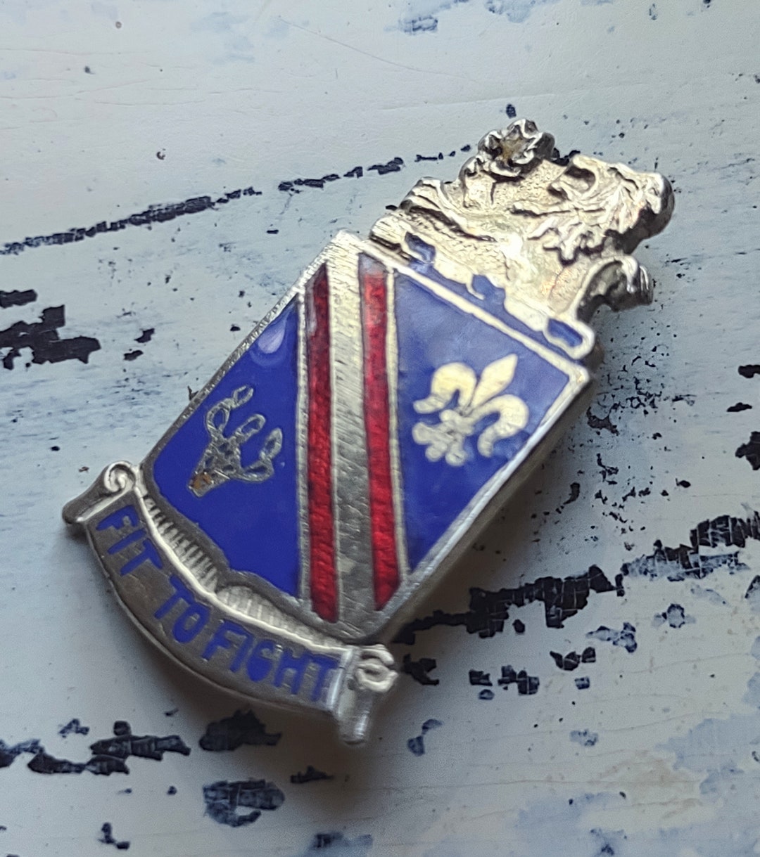 Vintage 152nd Calvary Regiment Unit Crest Insignia Fit to Fight Enamel ...