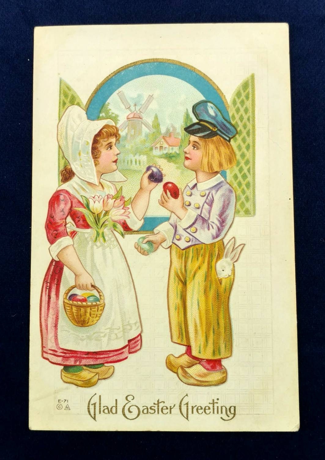 Easter Postcard "glad Easter Greeting" Holland Scene Little Dutch Girl ...