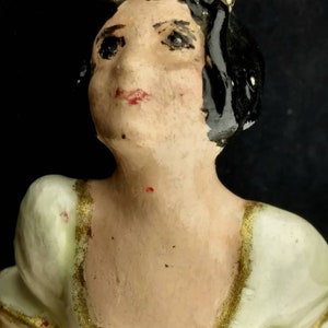 Vintage Chalkware Figurine Victorian Curtsy Lady With Ballgown Circa ...