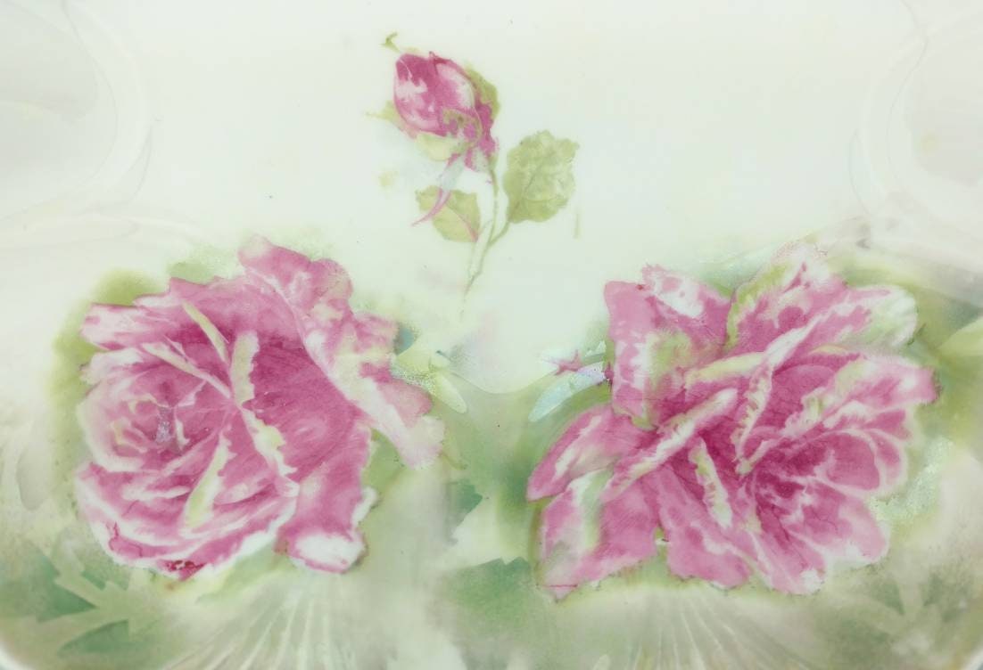 Antique R. S. Prussia Porcelain Rose Transferware Lusterware Serving 10 ...