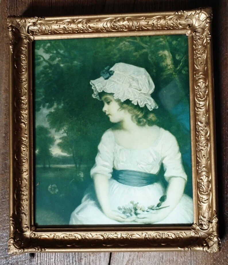 Antique Framed Victorian Era Photochrom Print Picture Portrait of ...