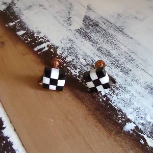 Vintage Black and White Checkered Checker Board Laminated Lucite Screw ...