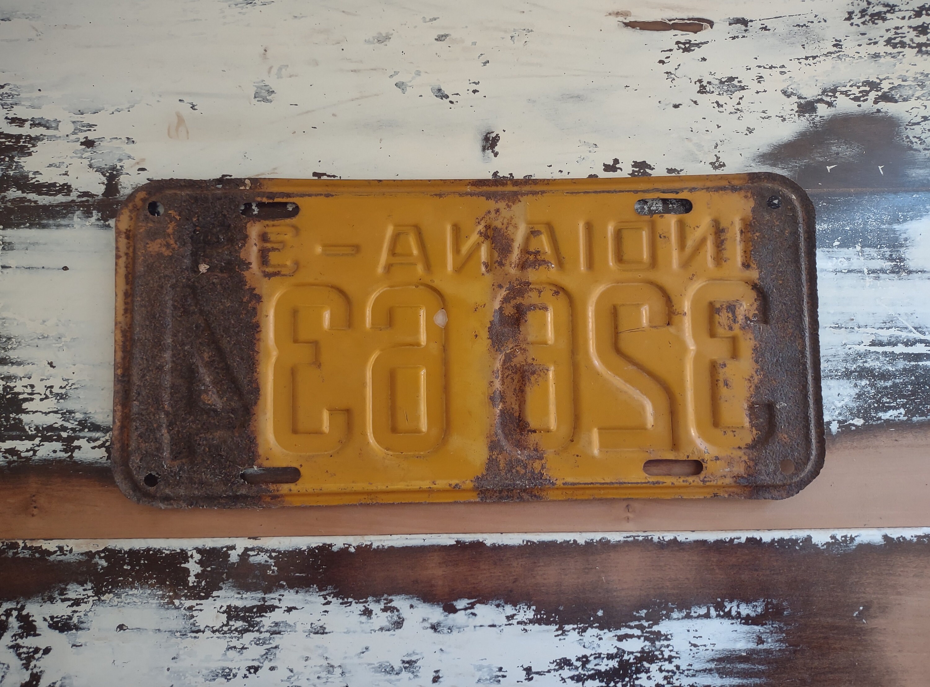 Vintage Indiana 1939 License Plate 326 634 Yellow Blue Rat Rod Man Cave ...