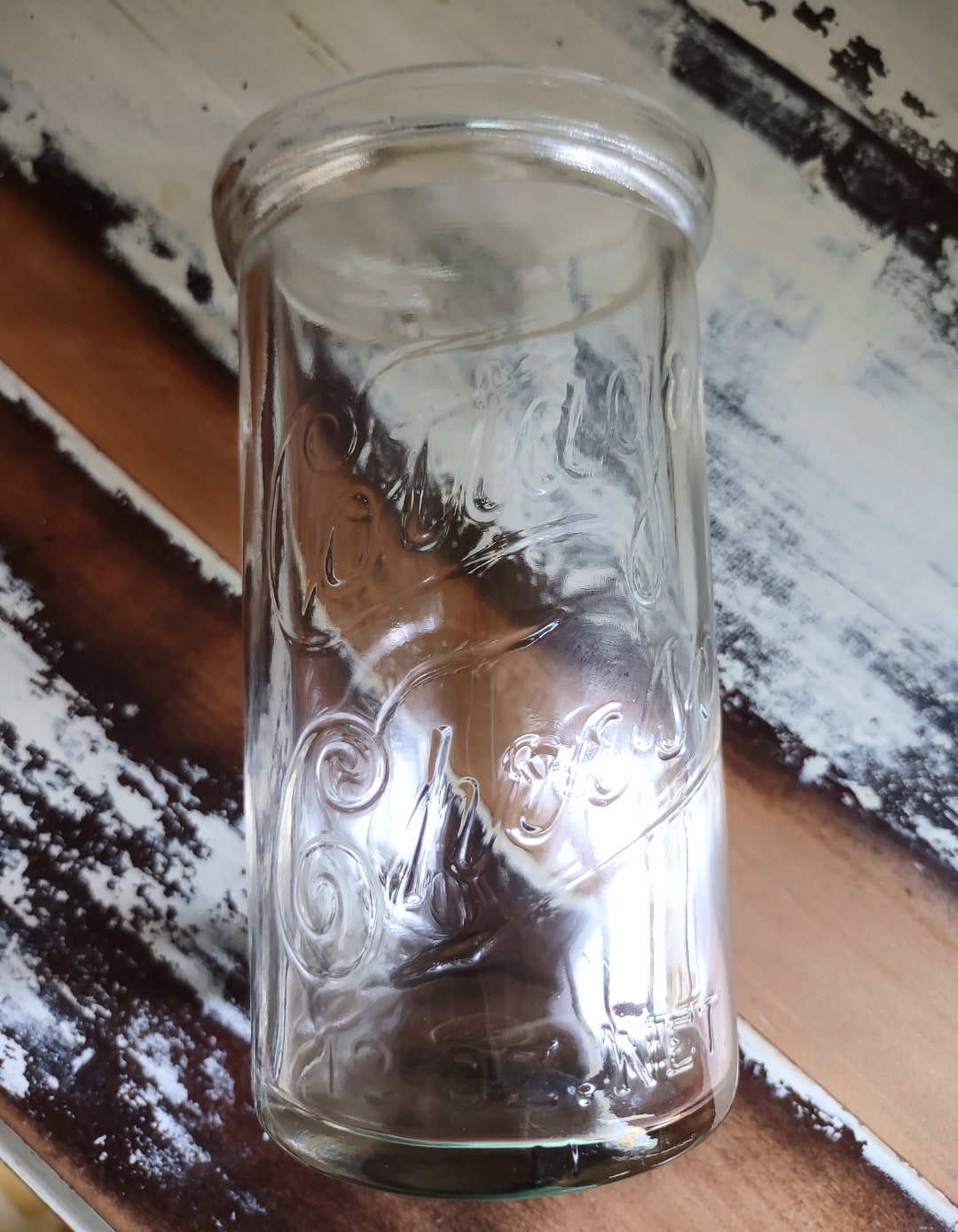 Vintage Clear Glass Cottage Cheese 12 Oz. Jar Avondale Dairy B. Druehe ...