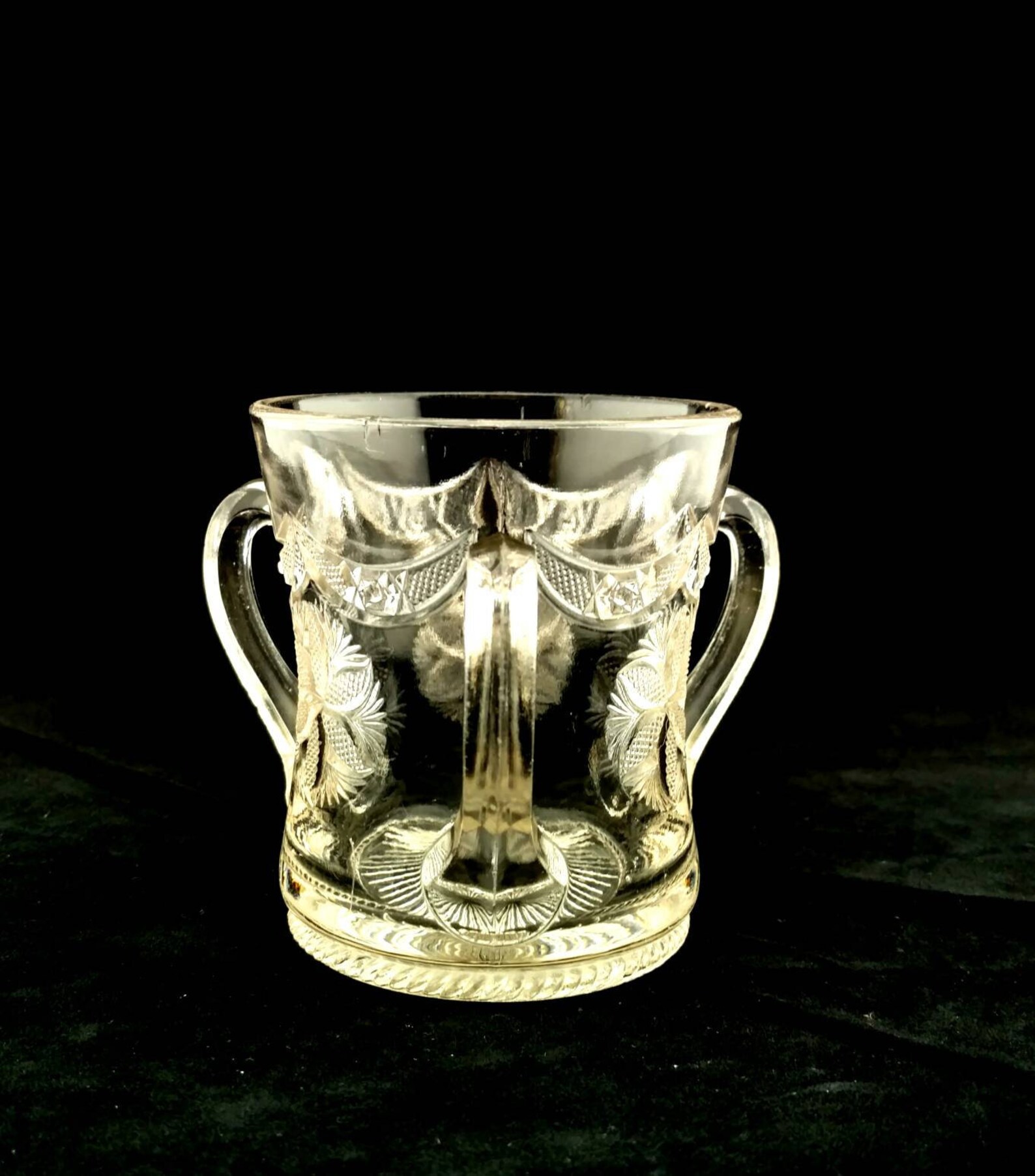 Antique Three Handled Loving Cup Style Flowers and Swag Spooner by ...