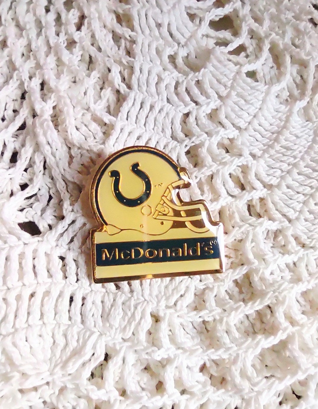 Vintage Mcdonald's Restaurant Push Back Pin Hat Lapel NFL Indianapolis ...