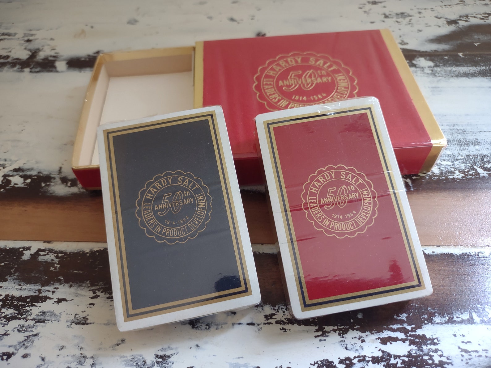 Vintage Advertising Hardy Salt Company 50th Anniversary Two (2) Decks ...