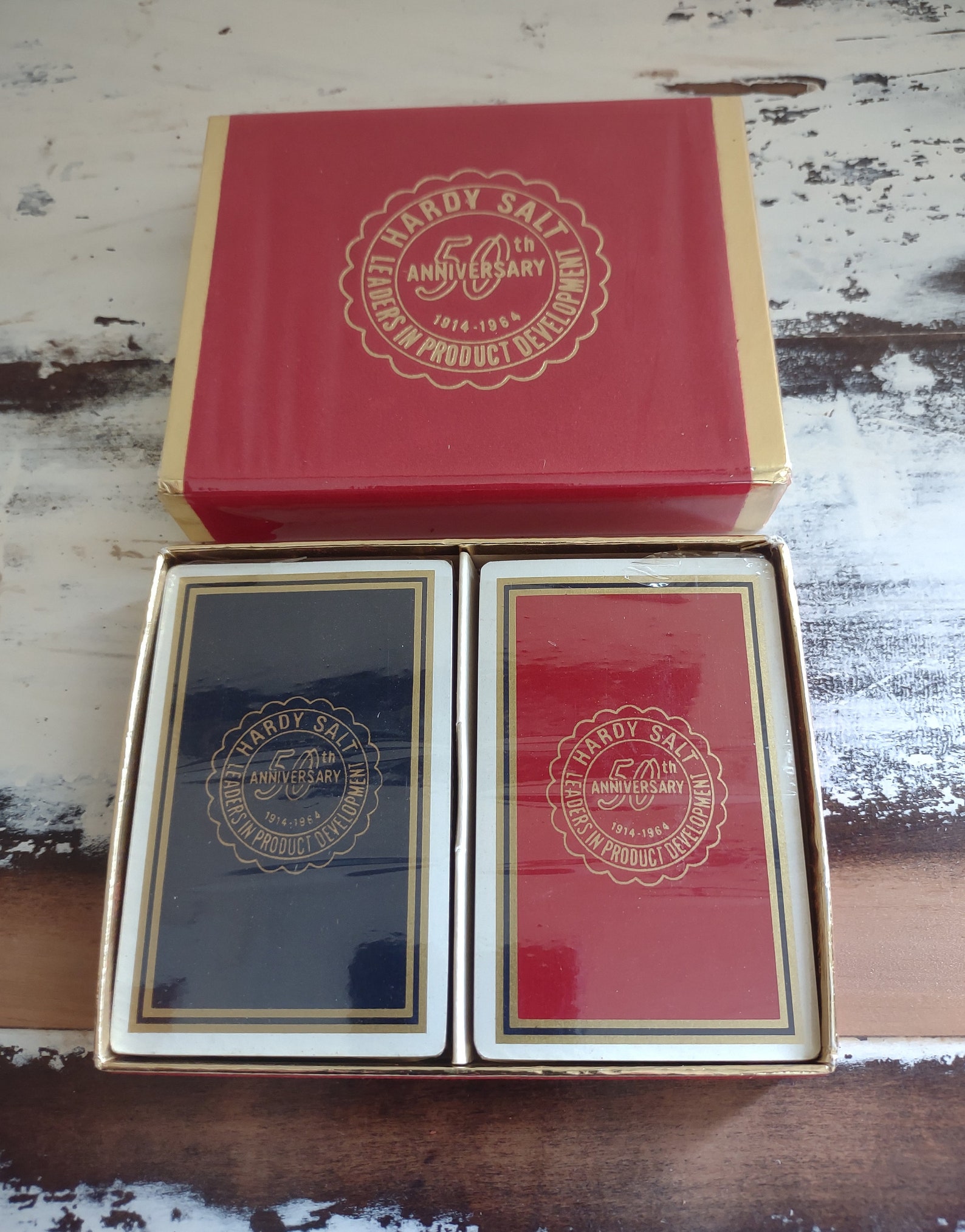 Vintage Advertising Hardy Salt Company 50th Anniversary Two (2) Decks ...