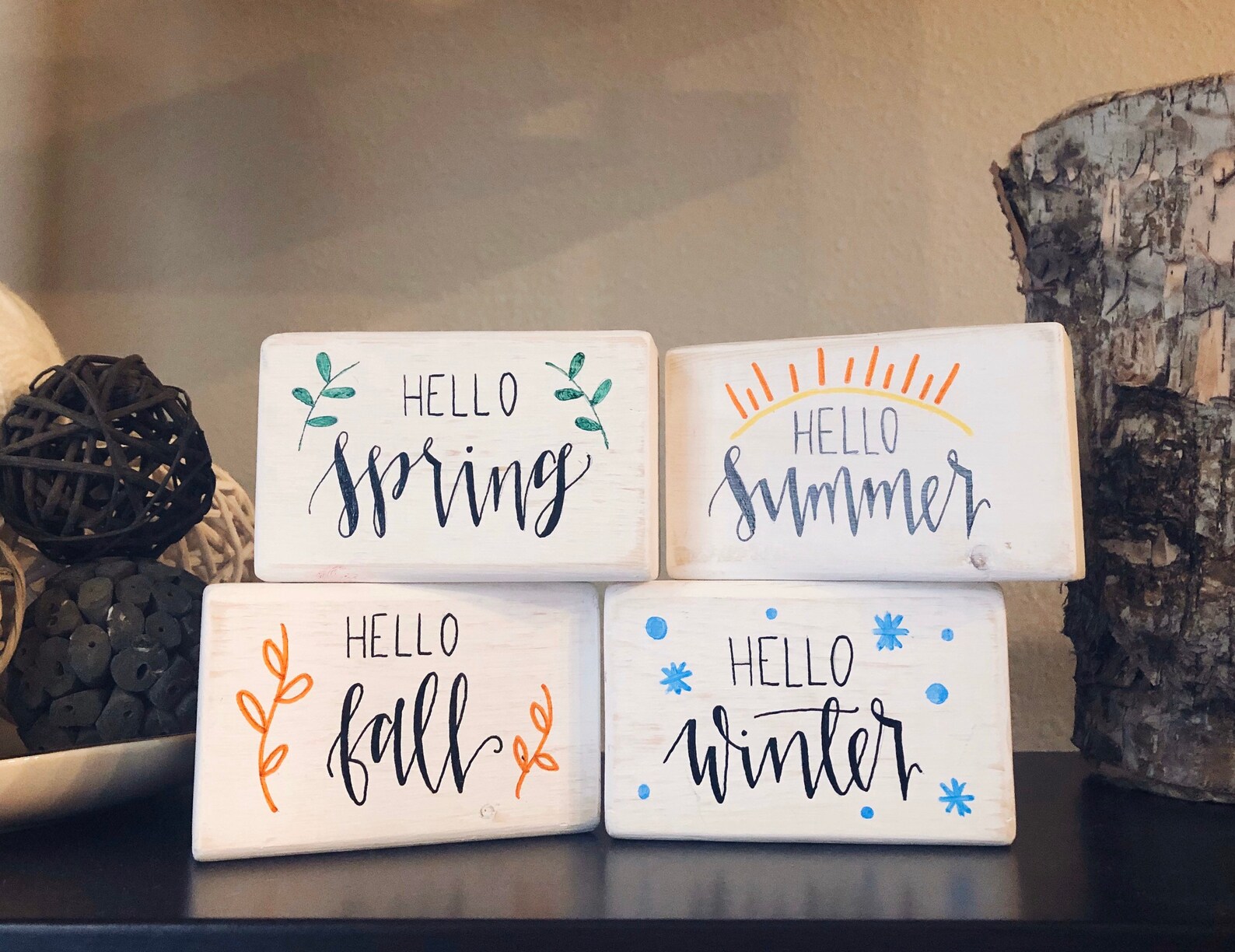Hello Season Sign Set of 4: Farmhouse Tiered Tray Decor - Etsy