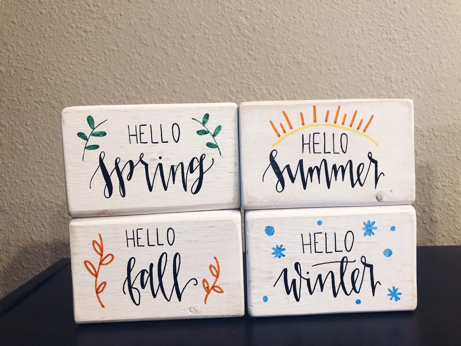 Hello Season Sign Set of 4: Farmhouse Tiered Tray Decor - Etsy