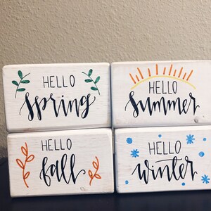 Hello Season Sign Set of 4: Farmhouse Tiered Tray Decor - Etsy