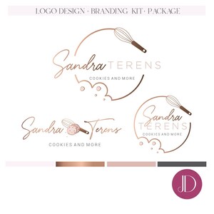 Cake Logo and Branding Sweet Cookie Logo Pink Gold Bakery Logo Sweet ...