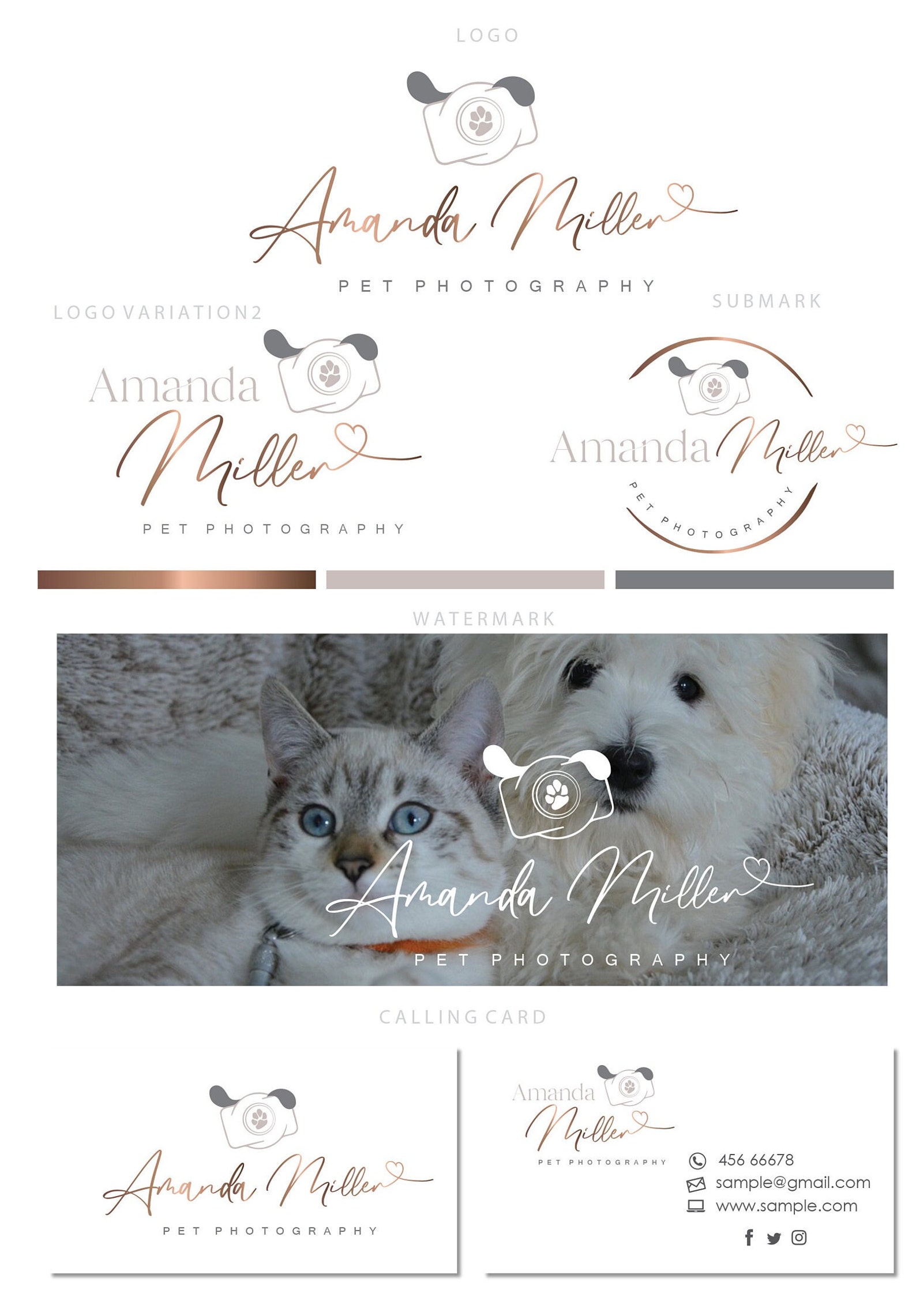 Pet Photography Logo and Branding Paw Camera Logo Paw Ears Pet Logo ...