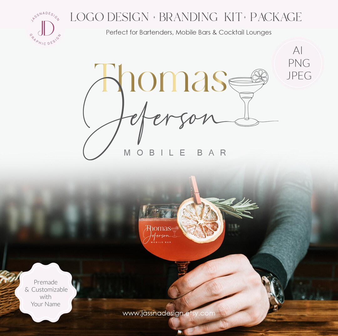 Bartender Logo Mobile Bar Logo Design Cocktail Bar Branding Modern ...