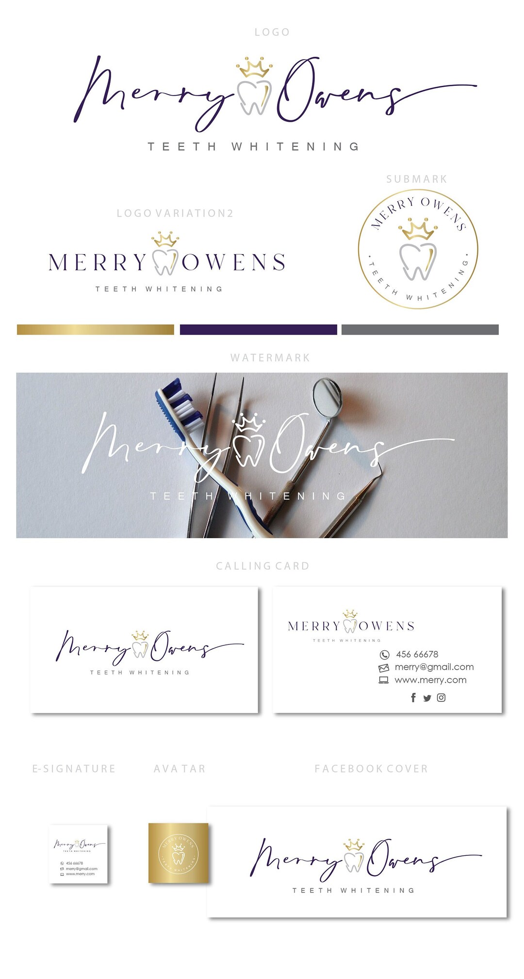 Branding Kit Logo Design Teeth Whitening Logo Dental Logo - Etsy