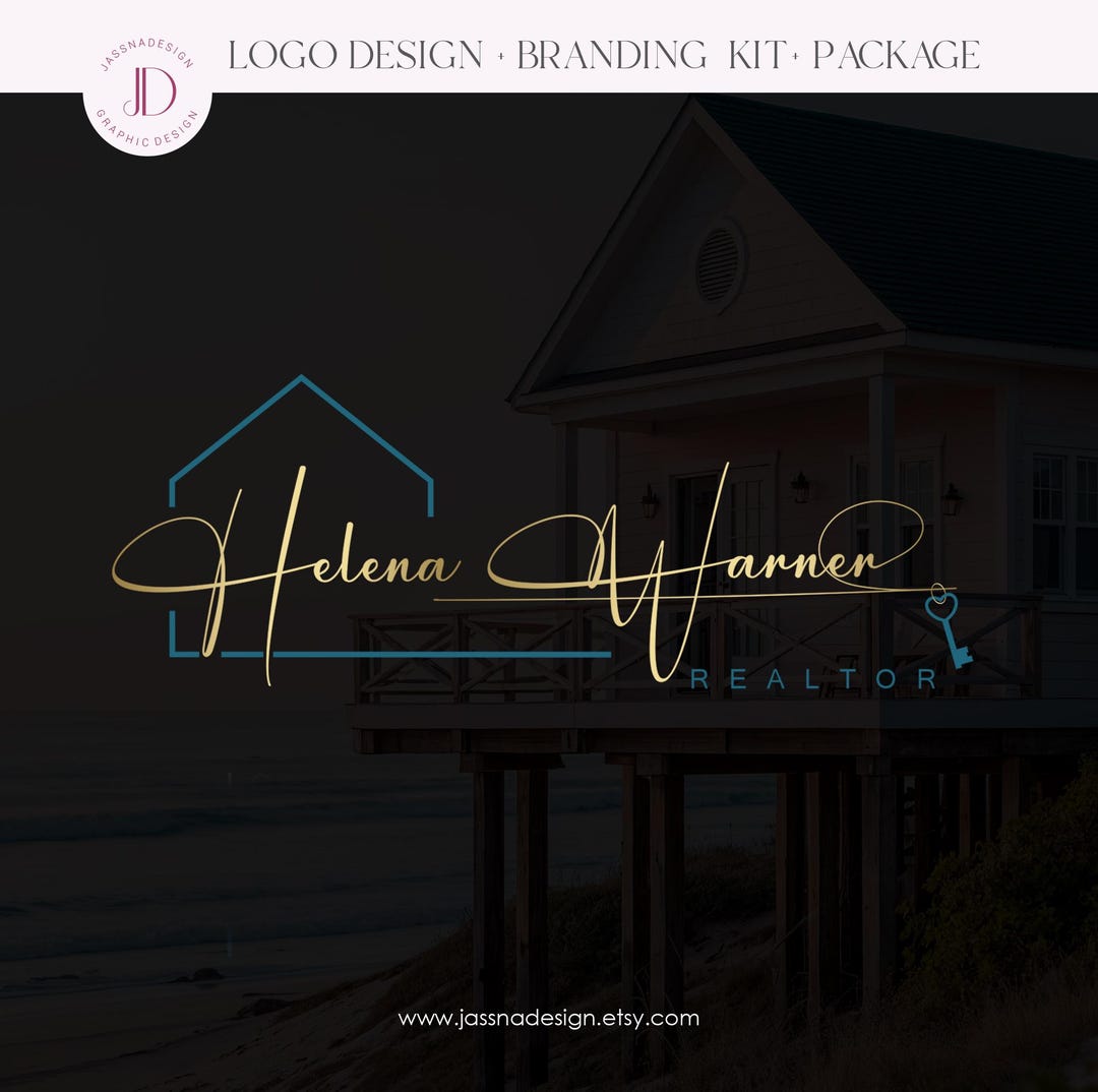 Elegant Realtor Signature Logo Teal Real Estate Branding Kit Key ...