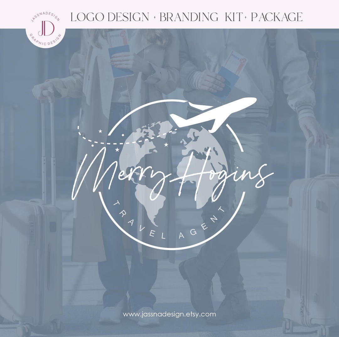 Premade Travel Agent Logo & Branding Kit Globe, Plane Design Logo ...