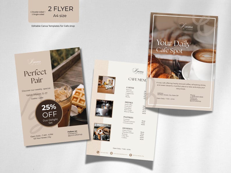 Cafe Flyer Template, Coffee Shop Menu Flyer, Cafe Menu Design, Coffee ...