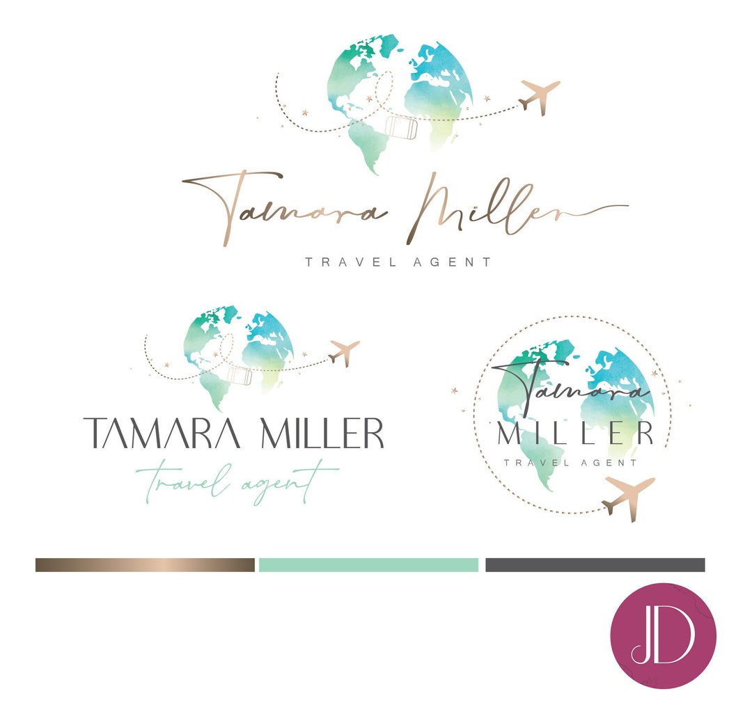 Travel Agent Logo and Branding Travel Map Suitcase Logo Template ...