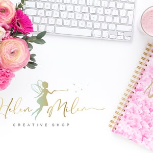 Pink Fairy Logo and Branding Event Planner Logo Fairy Cleaning Logo ...