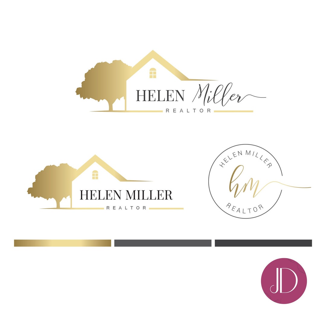 Real Estate Logo and Branding Premade House Tree Logo Gold Real Estate ...