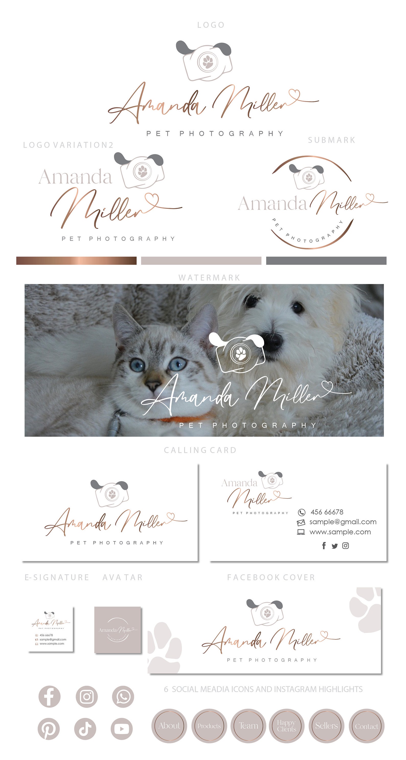 Pet Photography Logo and Branding Paw Camera Logo Paw Ears Pet Logo ...