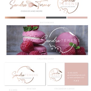 Cake Logo and Branding Sweet Cookie Logo Pink Gold Bakery Logo Sweet ...
