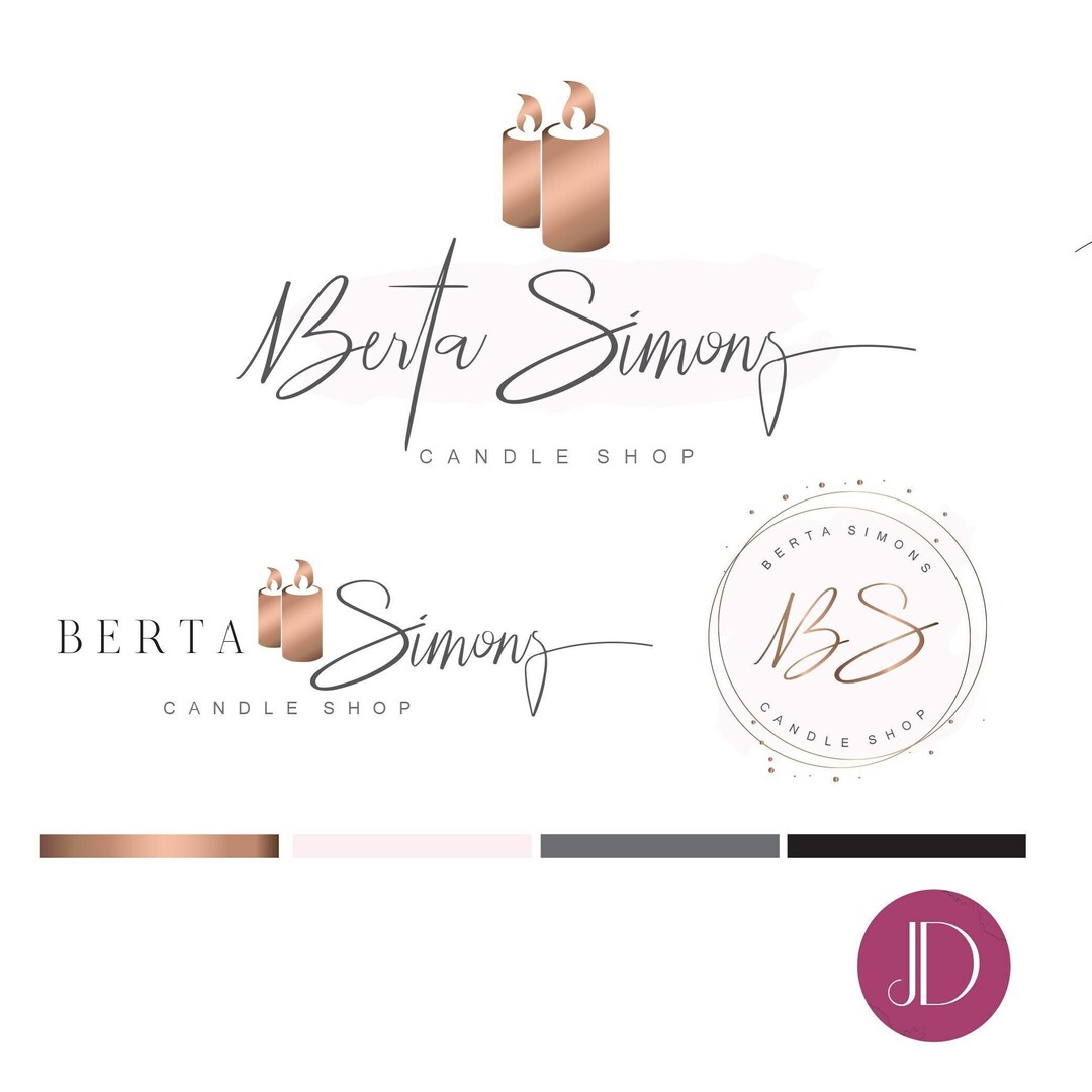 Candle Logo Design Candles Shop Logo Rose Gold Candle Logo - Etsy