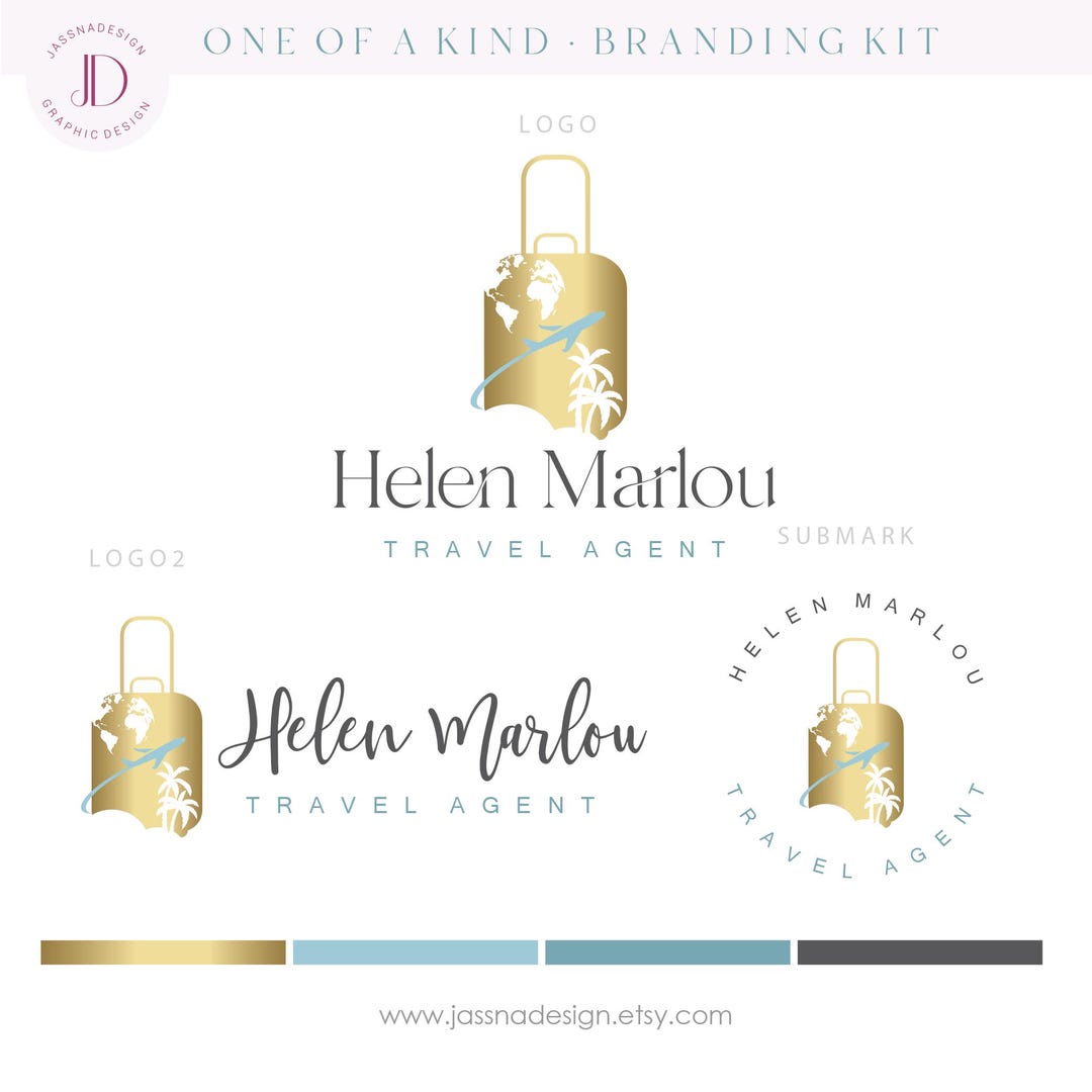 One of a Kind Travel Agency Branding Kit: Logo, Watermark Design 302 - Etsy