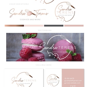 Cake Logo and Branding Sweet Cookie Logo Pink Gold Bakery Logo Sweet ...