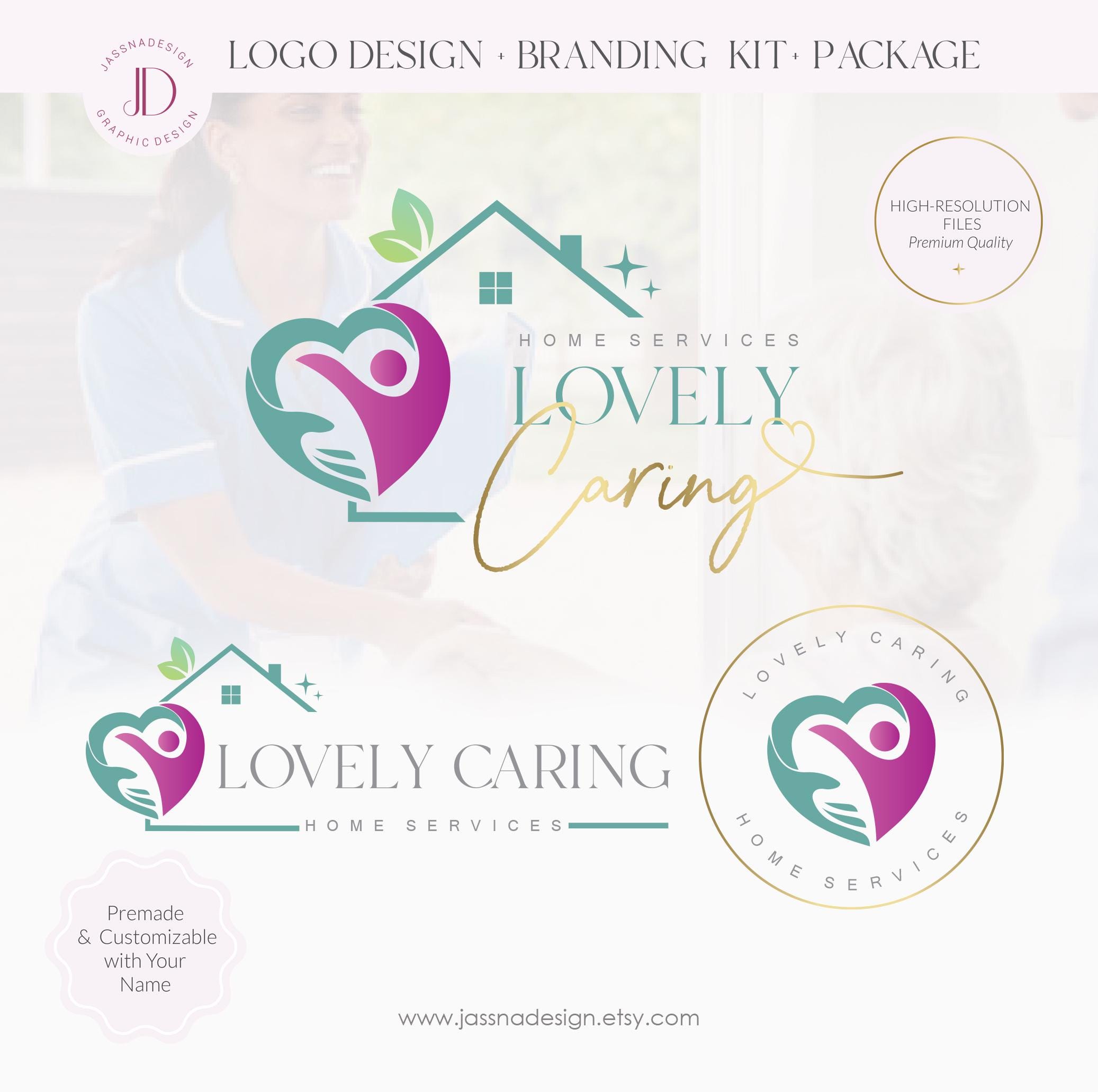 Home Care Logo and Branding, Home Service Logo, Home Health Assistant ...